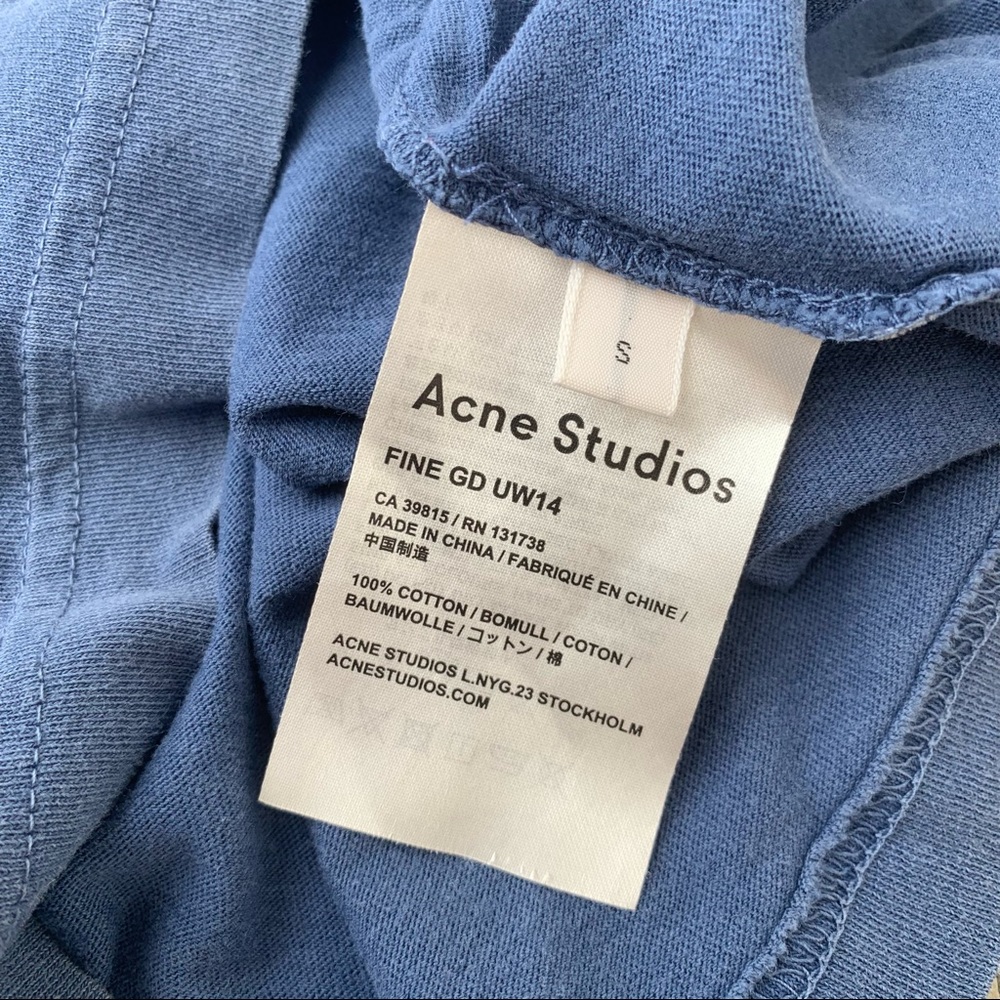 Acne Studios Blue Distressed Soft Cotton Tee - Gem